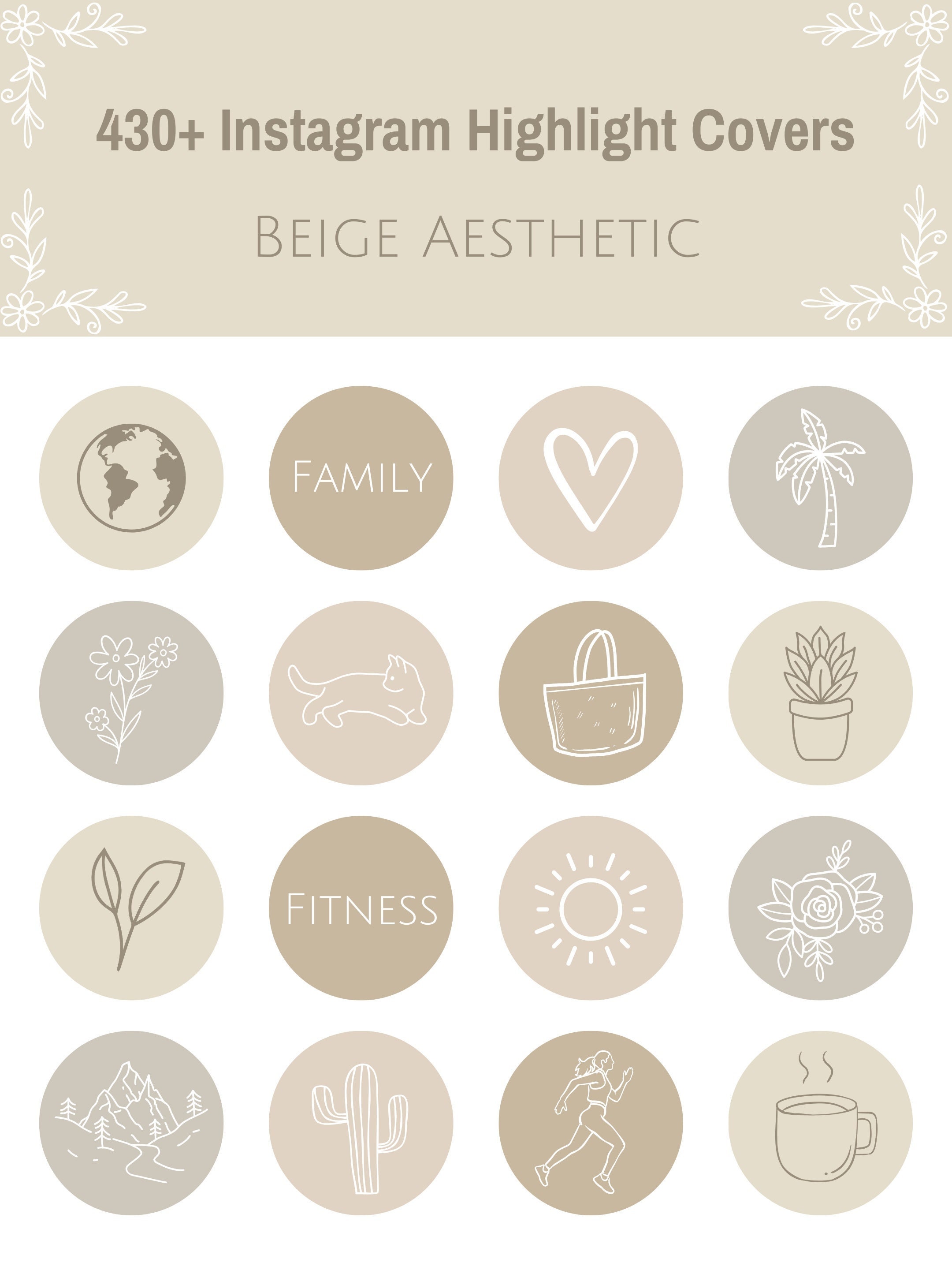 Beige Instagram Highlight Covers, Neutral IG Story Icons, Beige ...