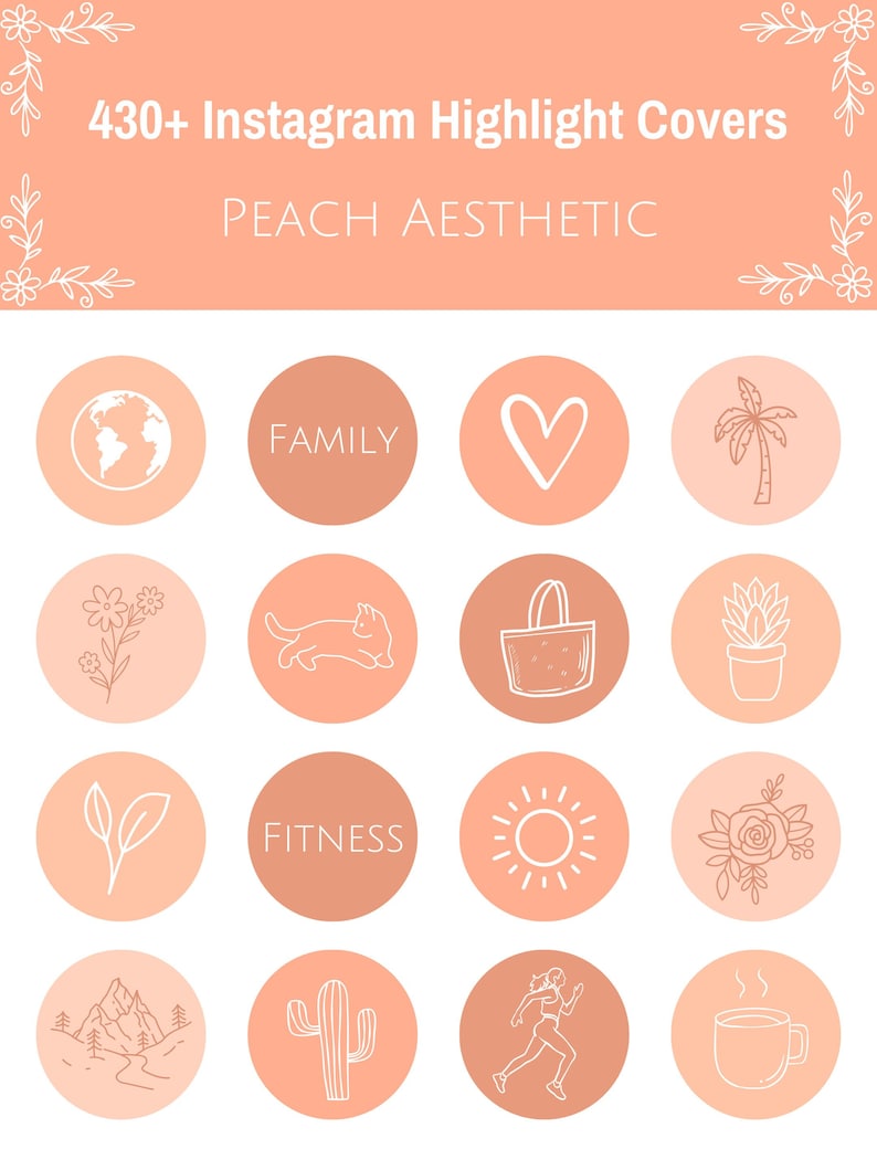 Peach Aesthetic Instagram Highlight Icons, Peach IG Story Covers ...