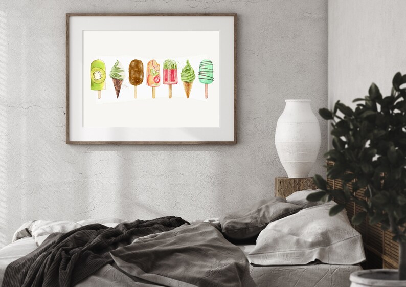 Watercolor Ice Cream & Popsicle Wall Art | Summer Illustrations ...
