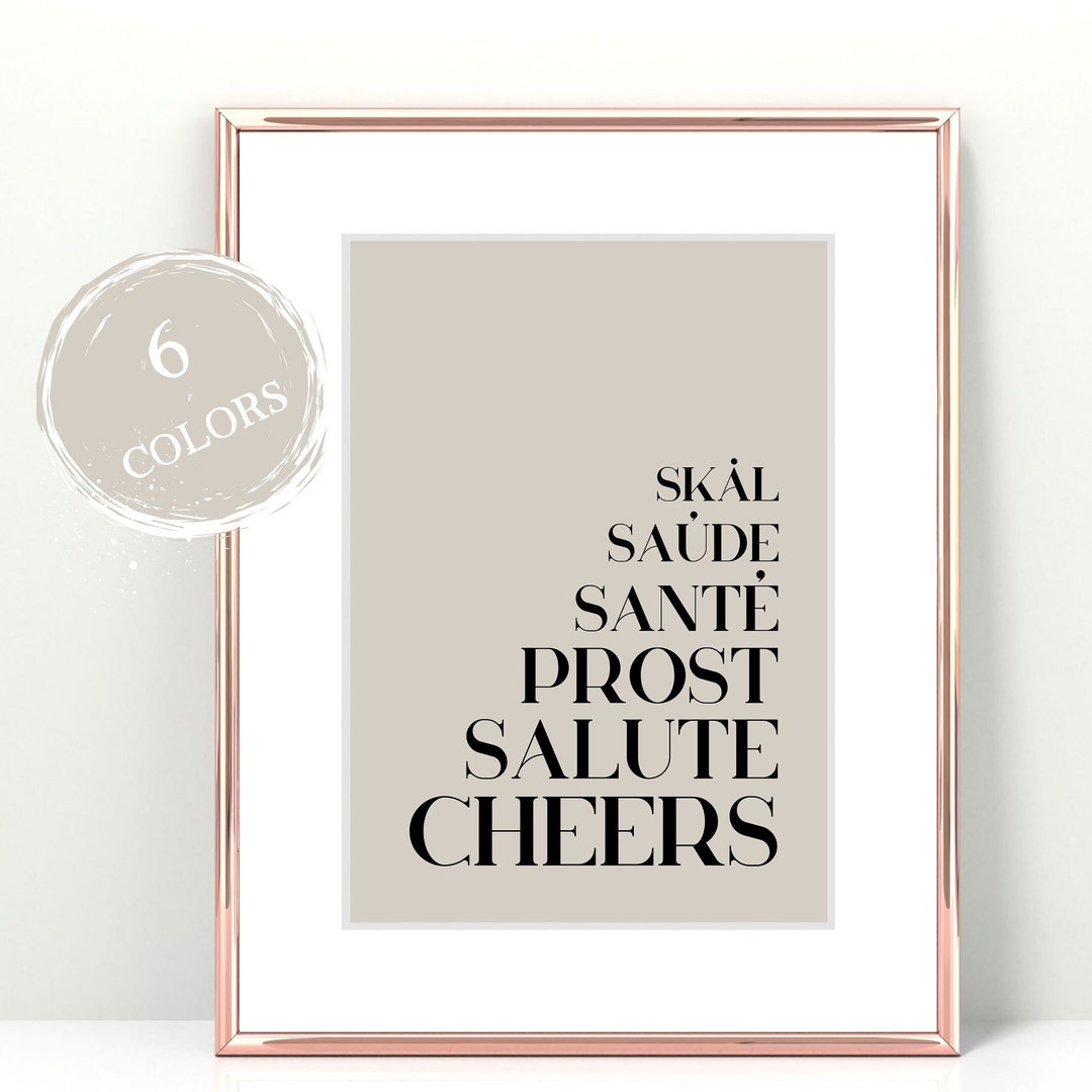 Cheers, Salute, Prost Printable Wall Art | Bar Cart Sign | Happy Hour ...