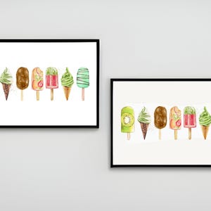 Watercolor Ice Cream & Popsicle Wall Art | Summer Illustrations ...