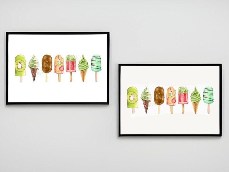Watercolor Ice Cream & Popsicle Wall Art | Summer Illustrations ...