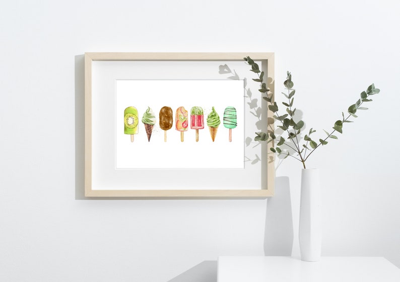 Watercolor Ice Cream & Popsicle Wall Art | Summer Illustrations ...