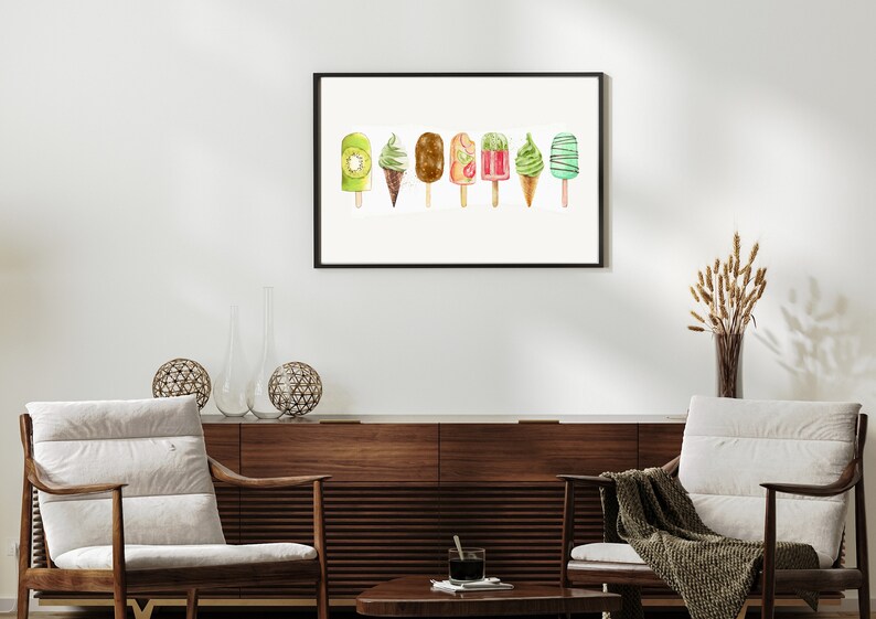 Watercolor Ice Cream & Popsicle Wall Art | Summer Illustrations ...