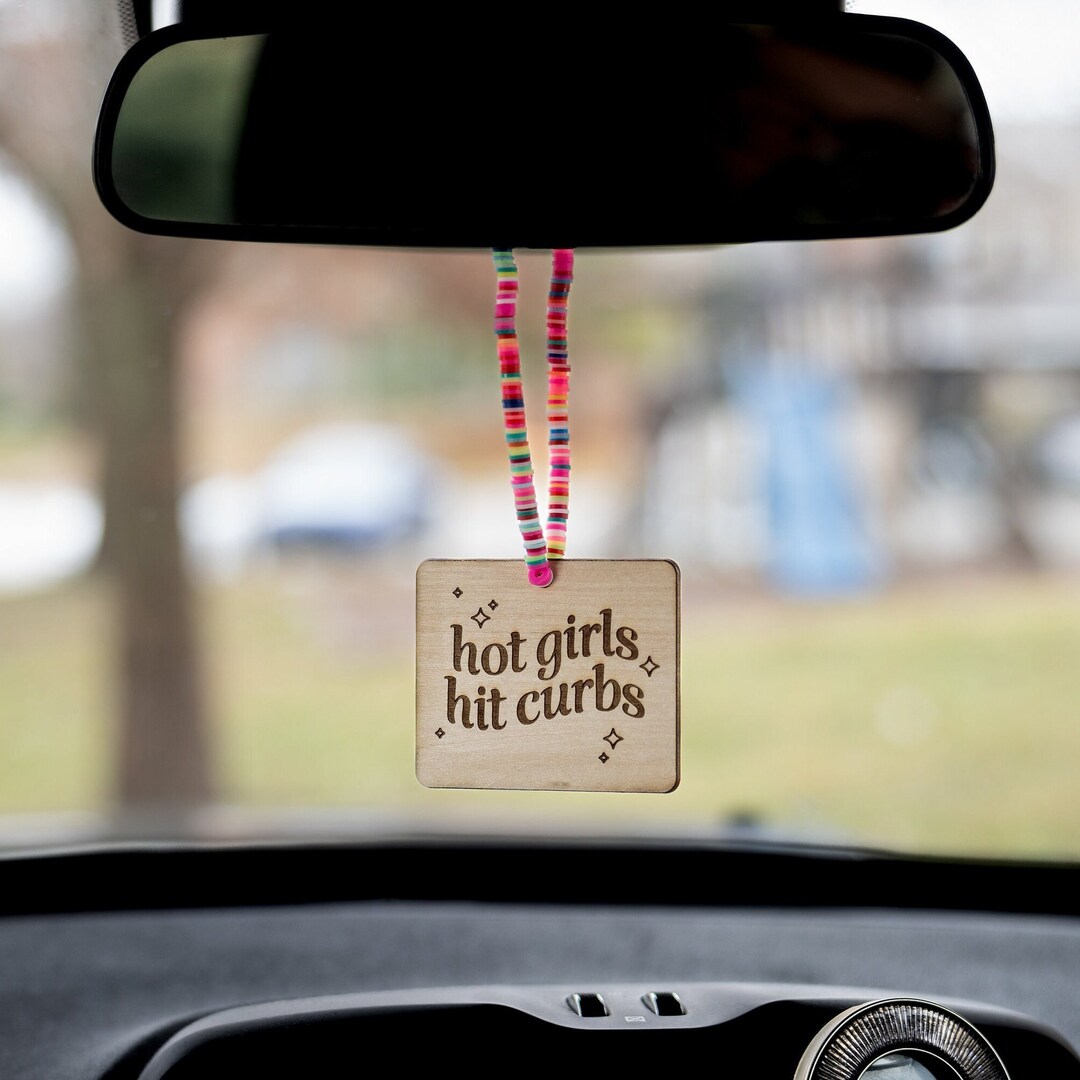 Hot Girls Hit Curbs, Rear View Car Mirror Accessory, Cute Car Charm ...