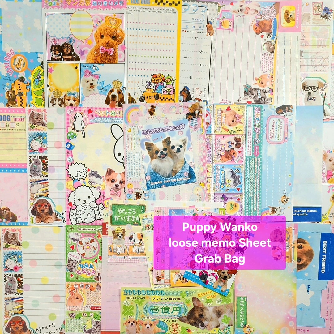 55-piece Kawaii Puppy/wanwanwanco Themed Loose Memo Sheet Grab Bag All Vintage/rare/htf Japanese ...