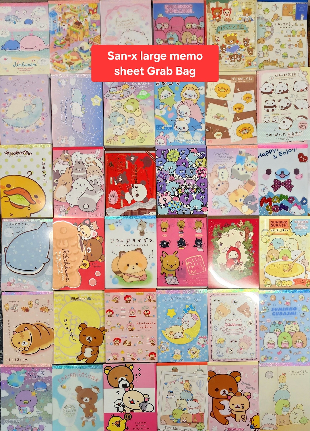 50-piece San-x Large/medium Kawaii Loose Memo Sheet Grab Bag Rilakkuma, Sumikko Gurashi, and ...