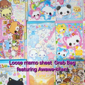 20-piece ULTRA Rare Vintage Loose Memo Sheet Grab Bag Featuring Awawa-chan Kamio Japan, Q-lia ...