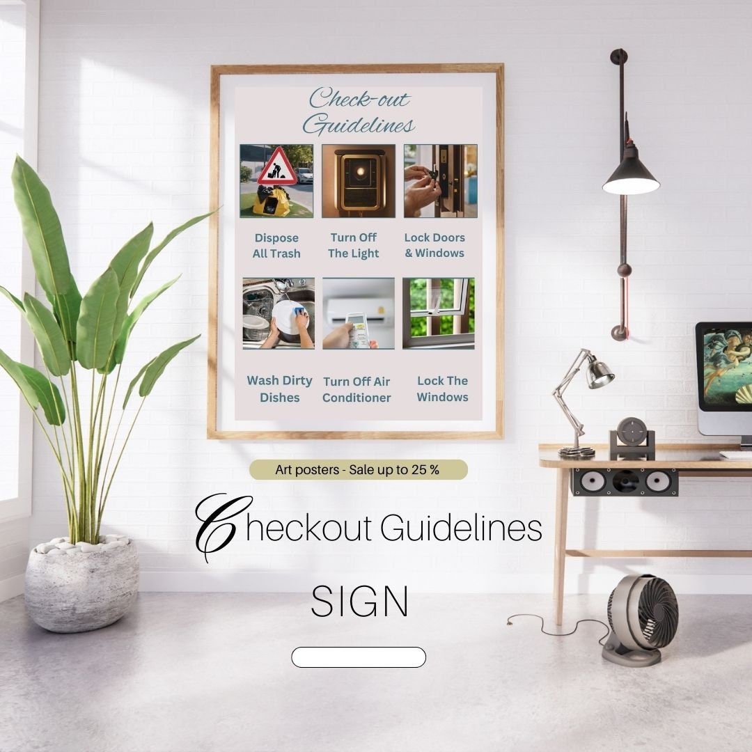 AIR BNB Sign//airbnb Sign// Air Bnb Checkout Instruction// Airbbnb ...