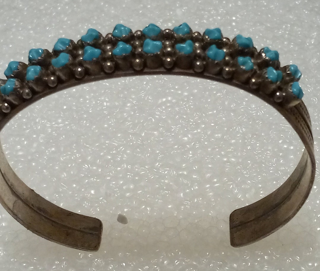 Zuni Dot Dash Pattern Trq Silver - Etsy