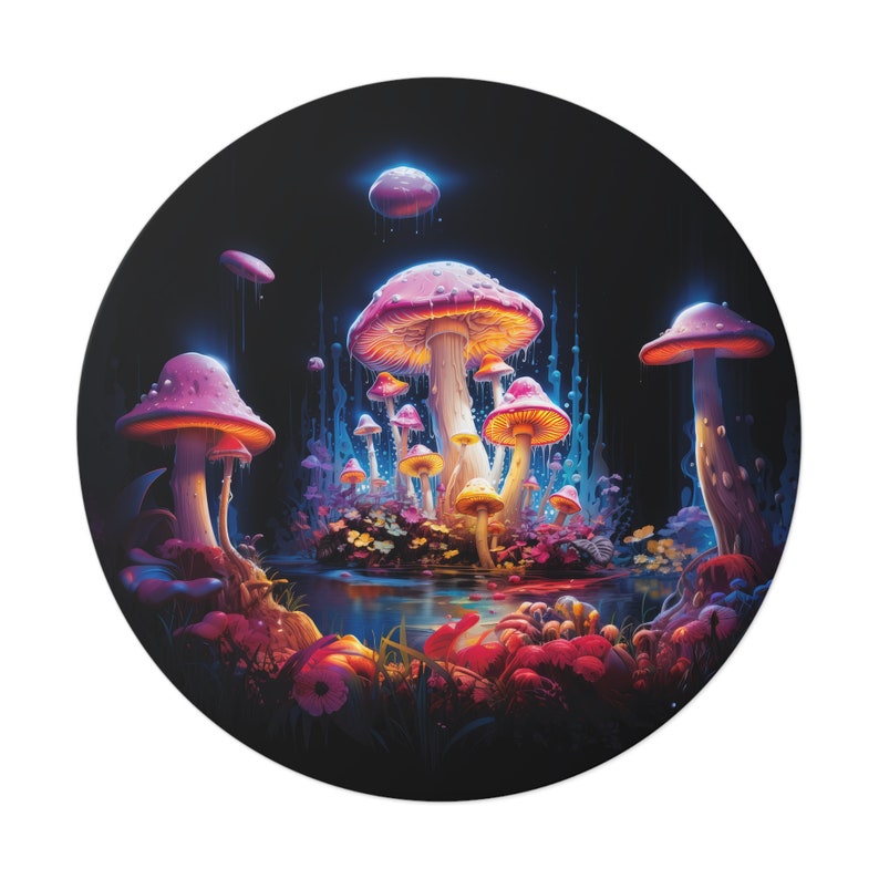 Round Vinyl Sticker Trippy Retro Colorful Mushroom 2 - Etsy