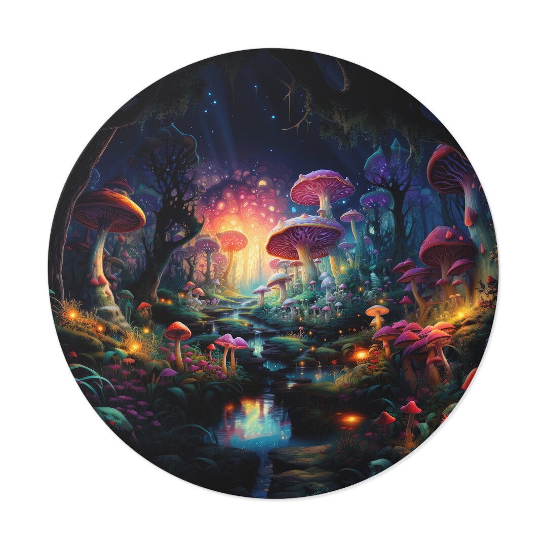 Round Vinyl Sticker - Trippy Retro Colorful Mushroom (5) - Etsy
