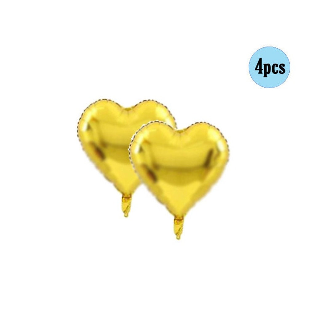 4 Pcs Gold Heart 18" Balloons Valentine's Day Balloon Sweetheart ...