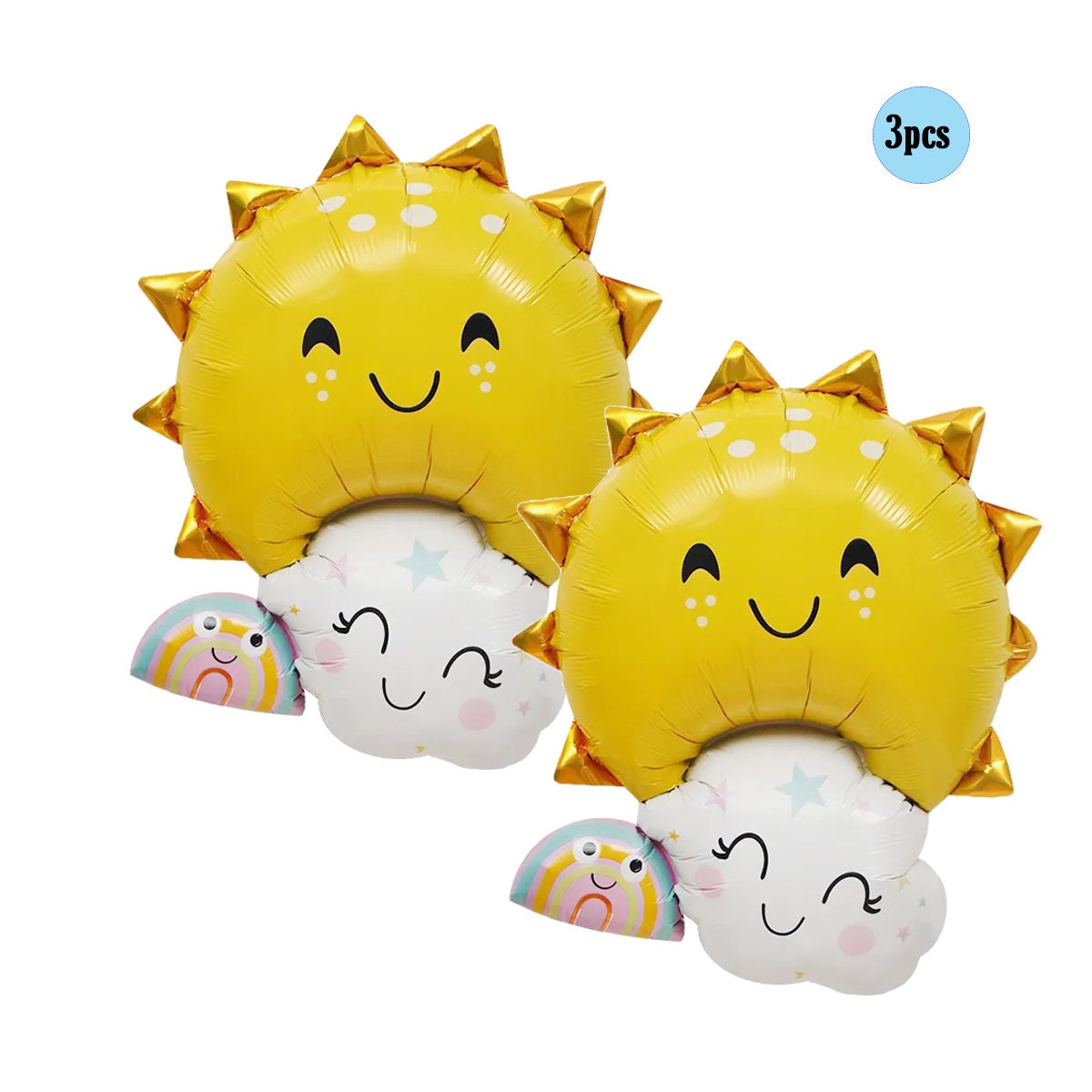3 Pcs Sun Balloon 3 Ft Balloons | Sun Cloud Rainbow Balloon 3 Pcs Pack ...