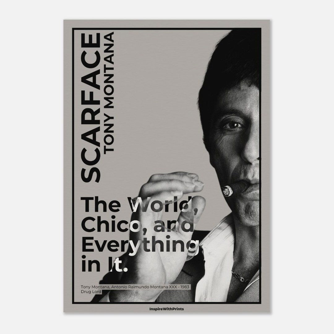 SCARFACE Tony Montana Motivational Poster Inspiring Wall Art, Modern ...