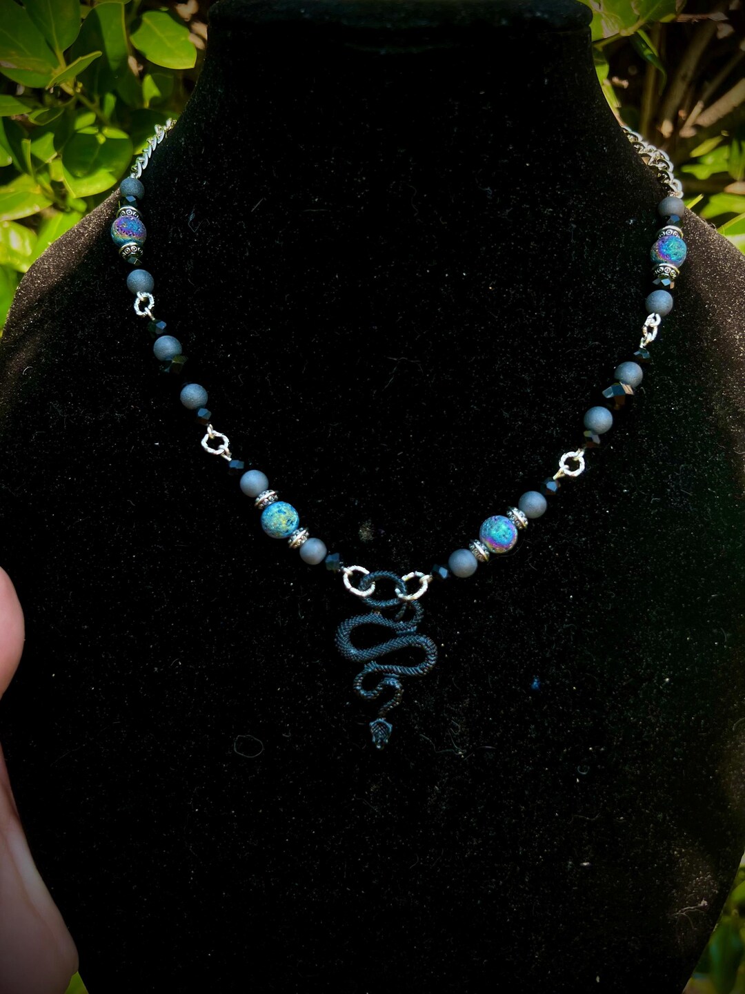 Beaded Serpent Snake Pendant Necklace - Etsy