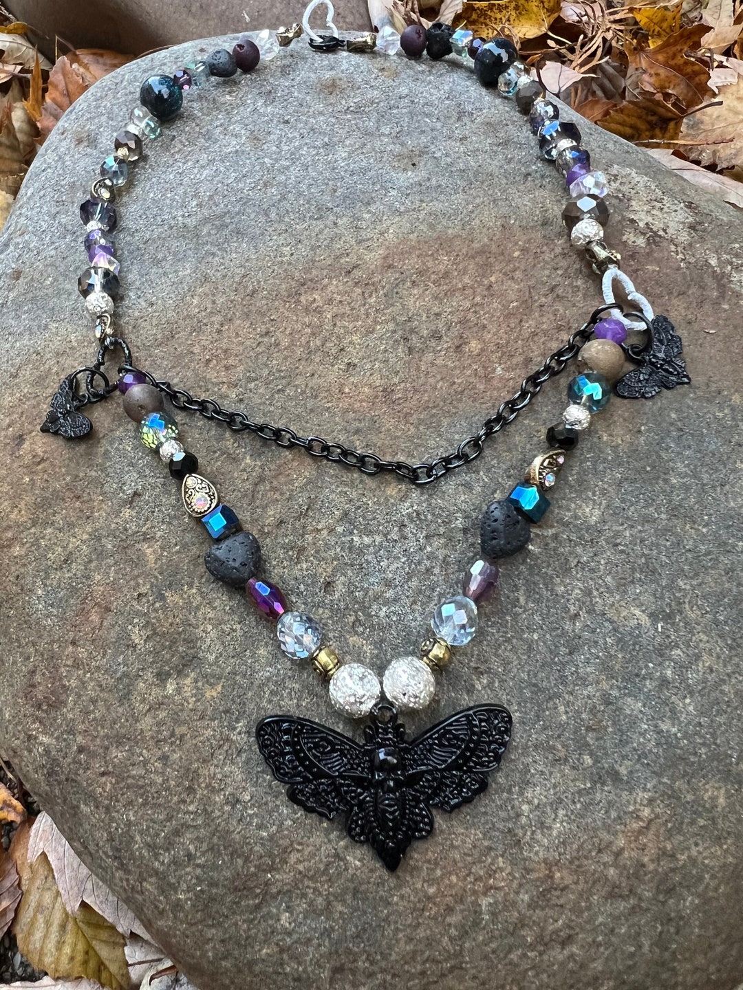 Gothic Moth Chained Necklace - Etsy