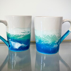 Pair of Ocean Wave Inspired Ceramic Mugs - Handcrafted in Charleston ...