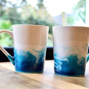 Pair of Ocean Wave Inspired Ceramic Mugs - Handcrafted in Charleston ...