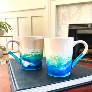 Pair of Ocean Wave Inspired Ceramic Mugs - Handcrafted in Charleston ...
