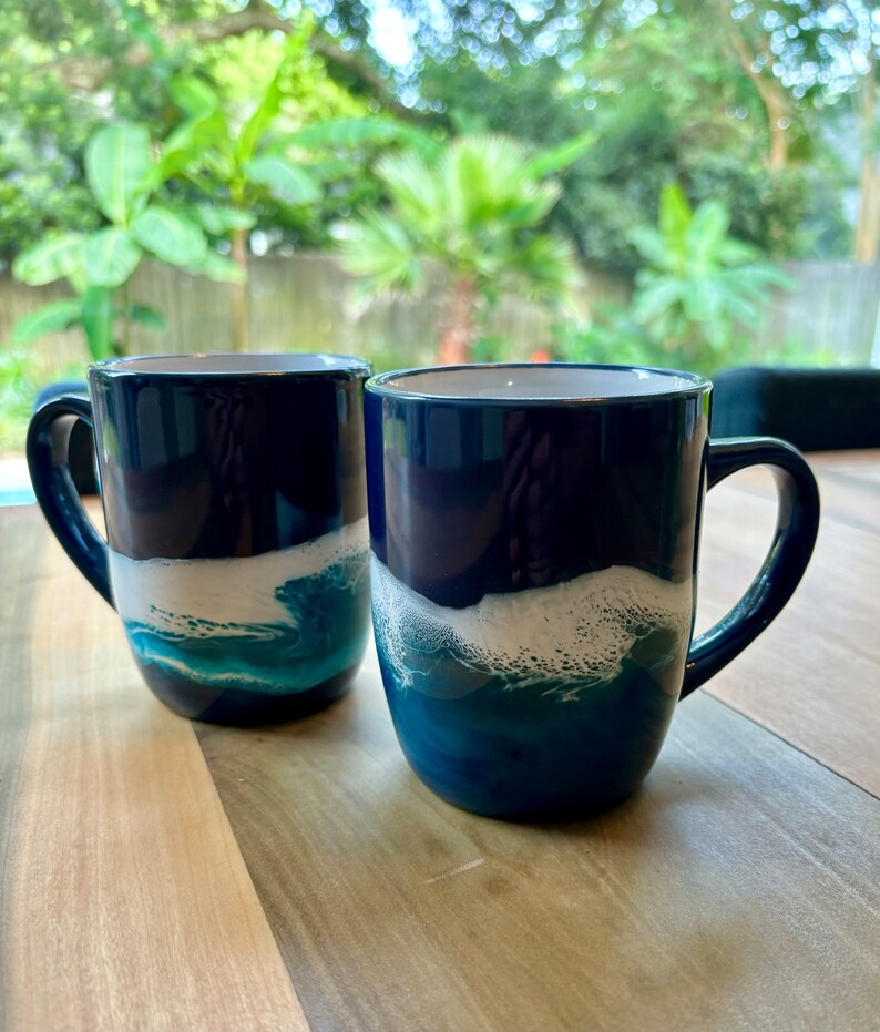 Pair of Ocean Wave Inspired Ceramic Mugs - Handcrafted in Charleston ...