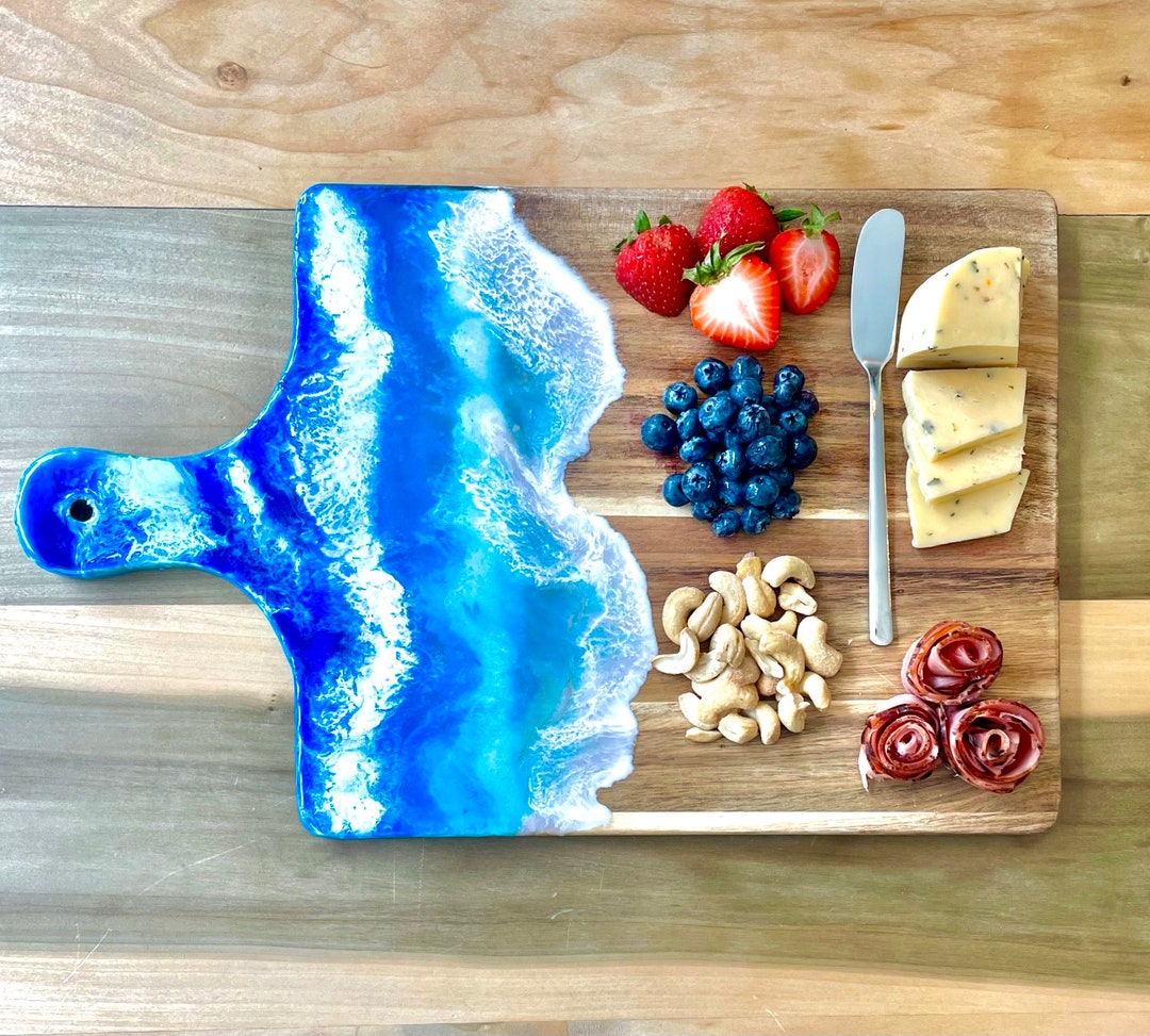Beach Inspired Charcuterie Board With Hand Poured Resin Waves ...