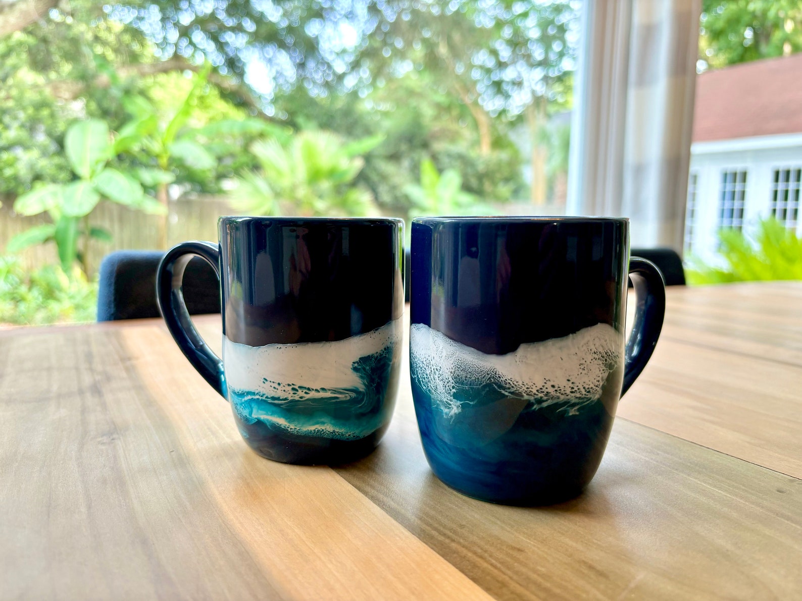 Pair of Ocean Wave Inspired Ceramic Mugs - Handcrafted in Charleston ...