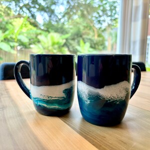Pair of Ocean Wave Inspired Ceramic Mugs - Handcrafted in Charleston ...
