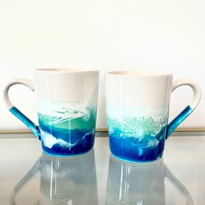 Pair of Ocean Wave Inspired Ceramic Mugs - Handcrafted in Charleston ...