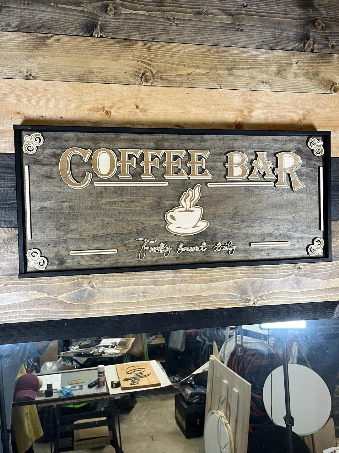 Rustic Vintage Wood Coffee Bar Sign, Coffee Decor Sign Kitchen ...