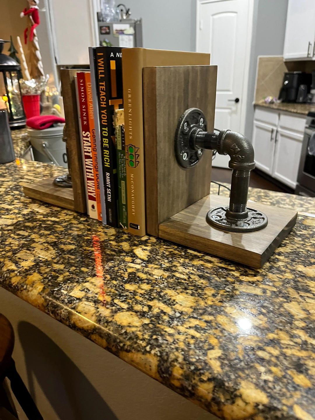 Industrial Style Bookend Wood & Iron Pipe Bookends - Set of 2 - Etsy