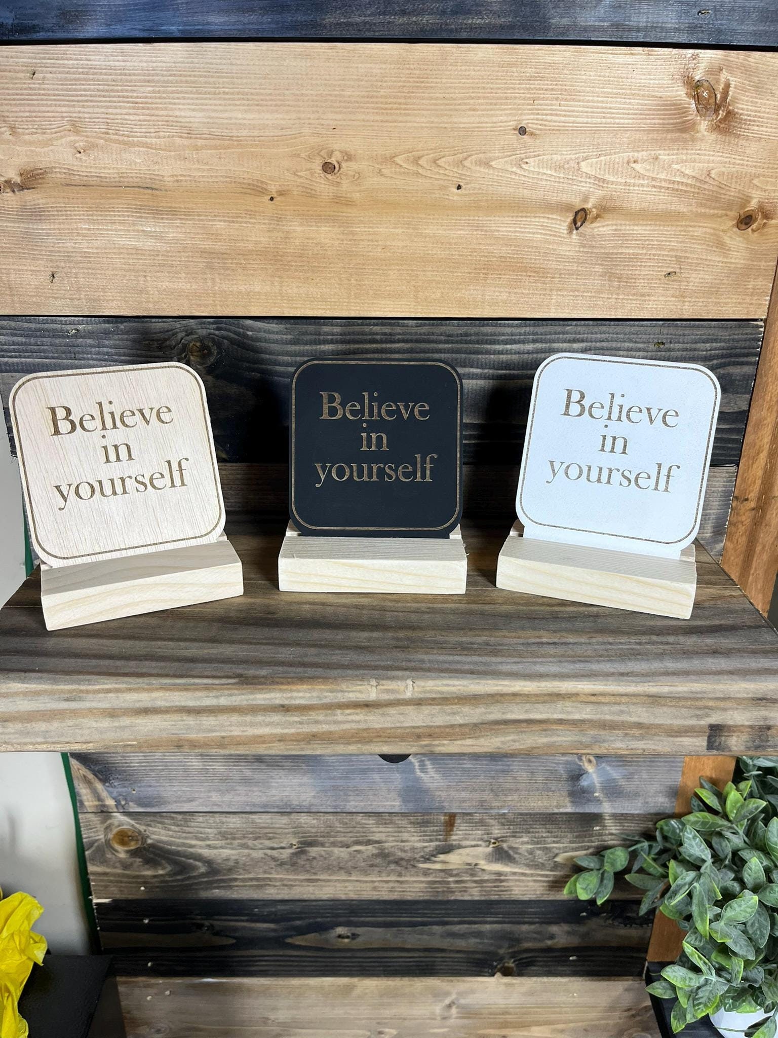 Customizable Wood Desk Sign Sayings Personalized Quote, Small Wood Desk ...