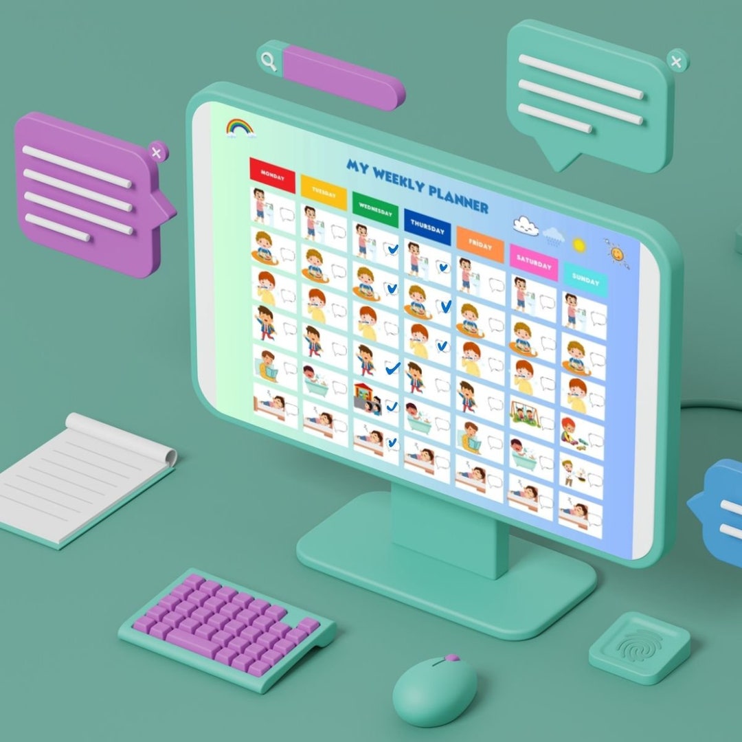 Childrens Weekly Planner, Visual Timetable for Kids, Daily Routine ...