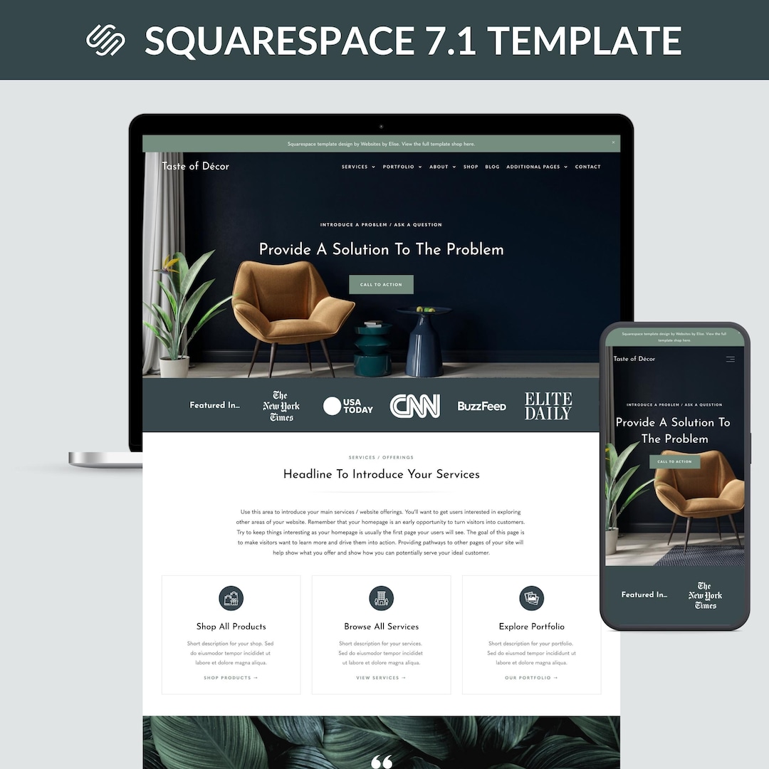 Squarespace Interior Design Template | Taste of Décor | Squarespace 7.1 ...