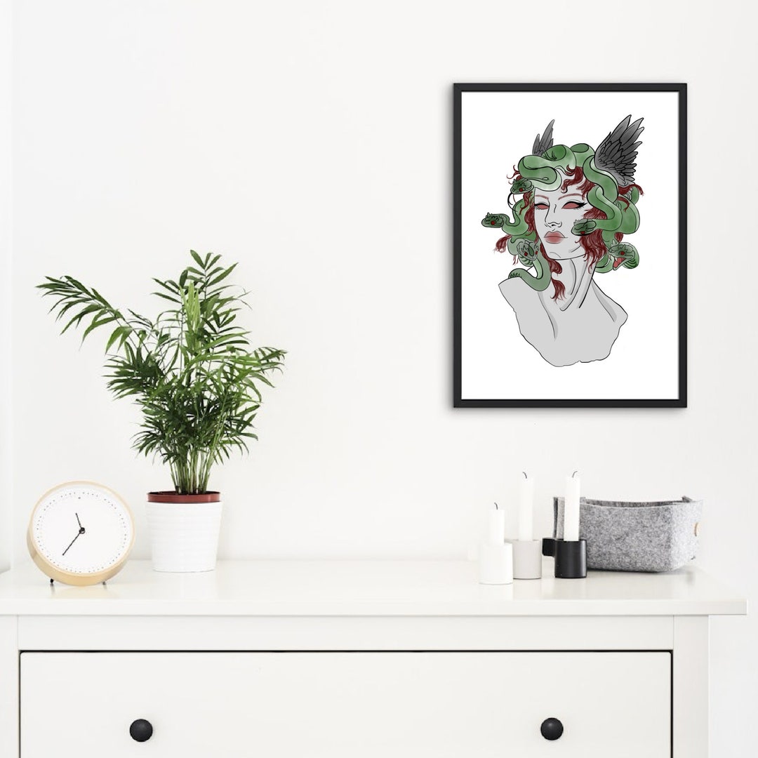 Mythology Art Wall Art Wall Medusa Moss Wall Art - Etsy