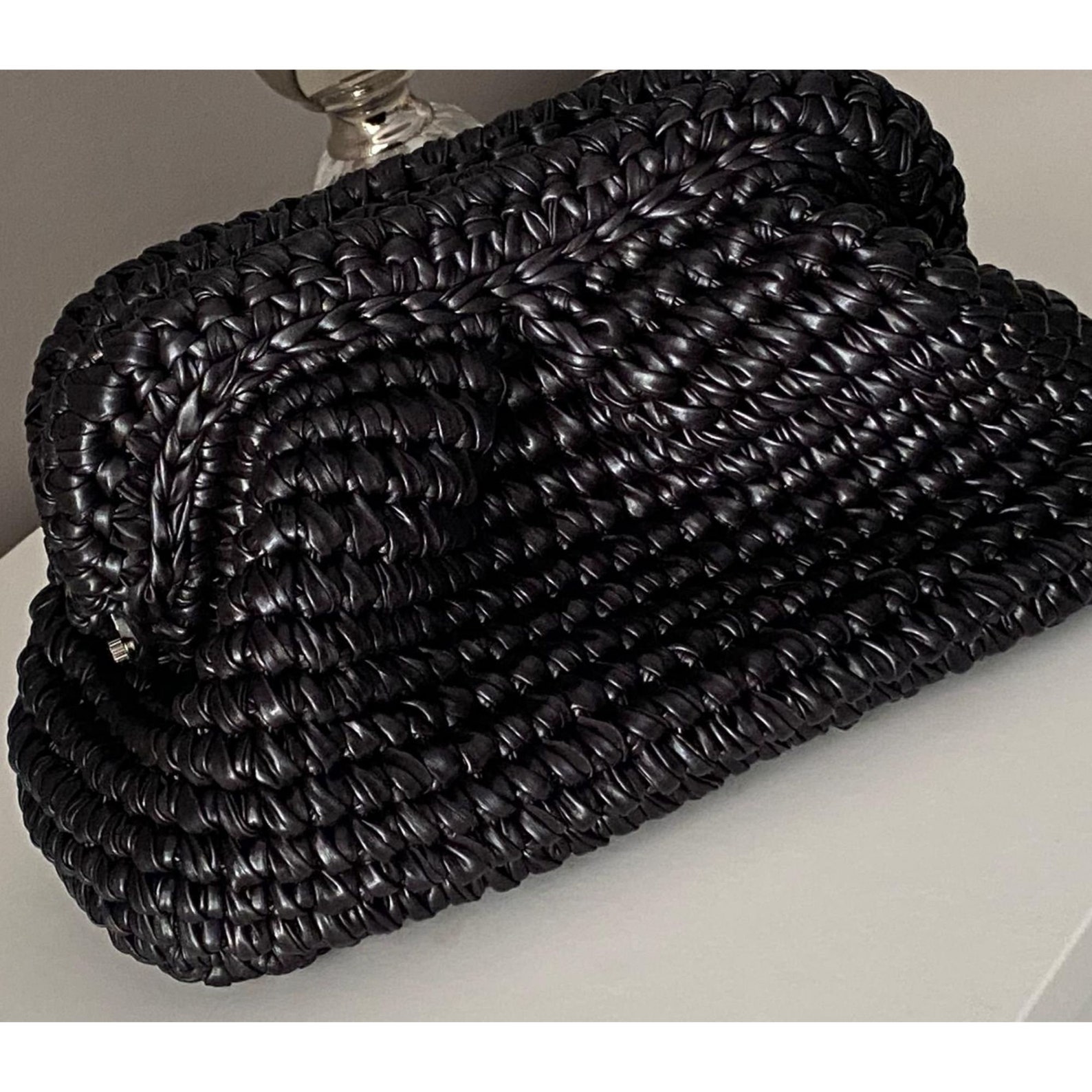 Metallic Black Raffia Clutch Bag,luxury Handmade Raffia Clutch Bag ...