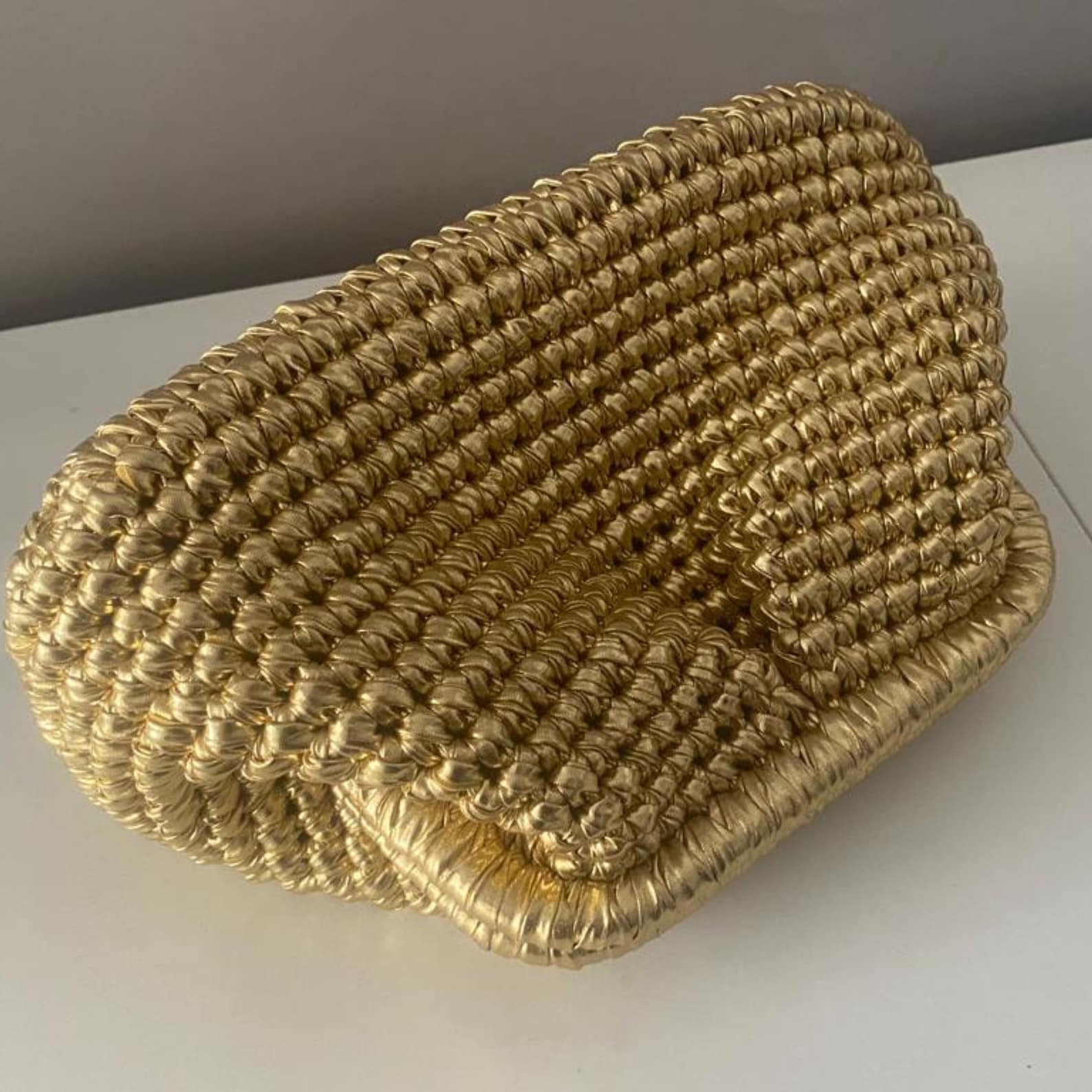 Handmade Crochet Gold Raffia Clutch: Metallic Evening Bag - Etsy