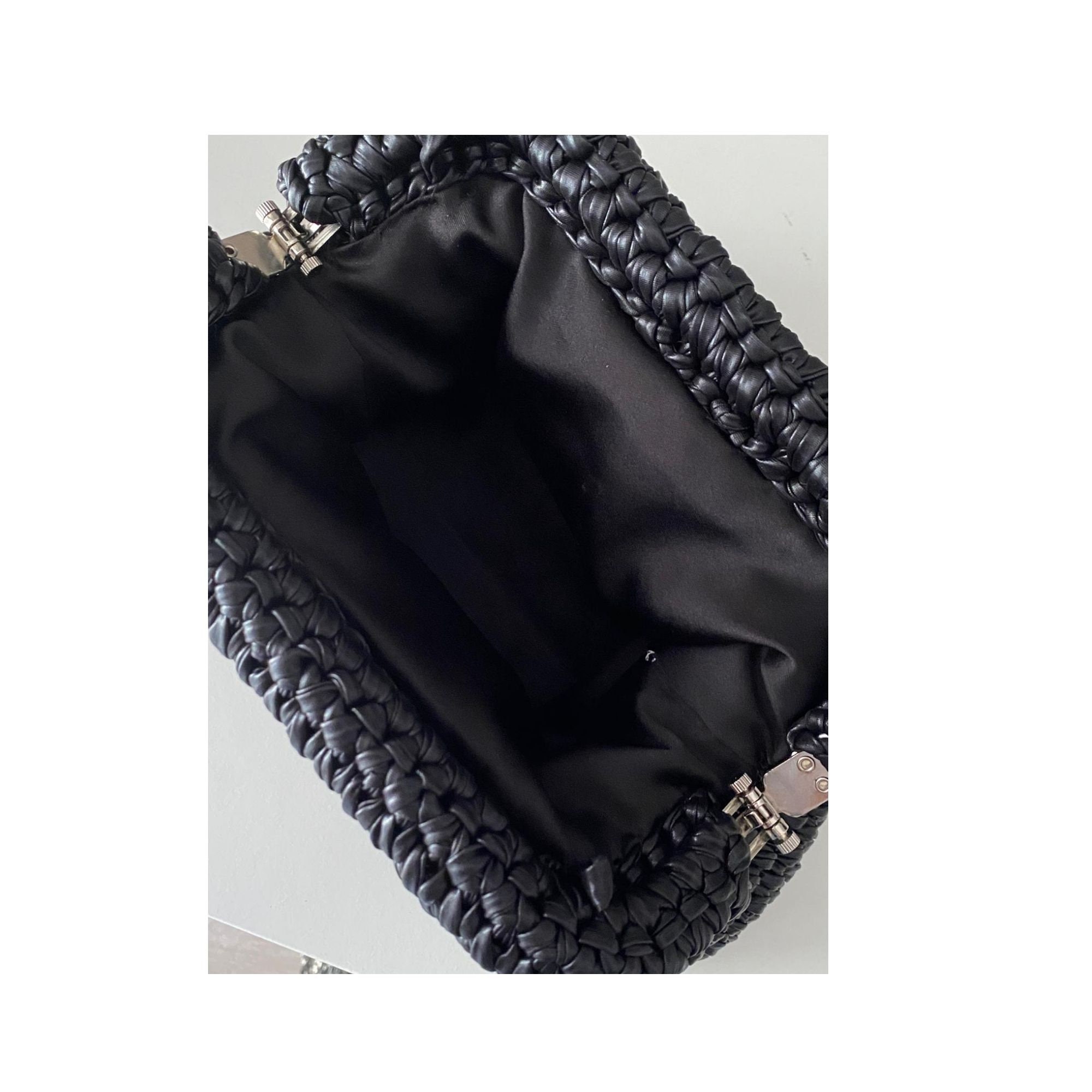 Metallic Black Raffia Clutch Bag,luxury Handmade Raffia Clutch Bag ...