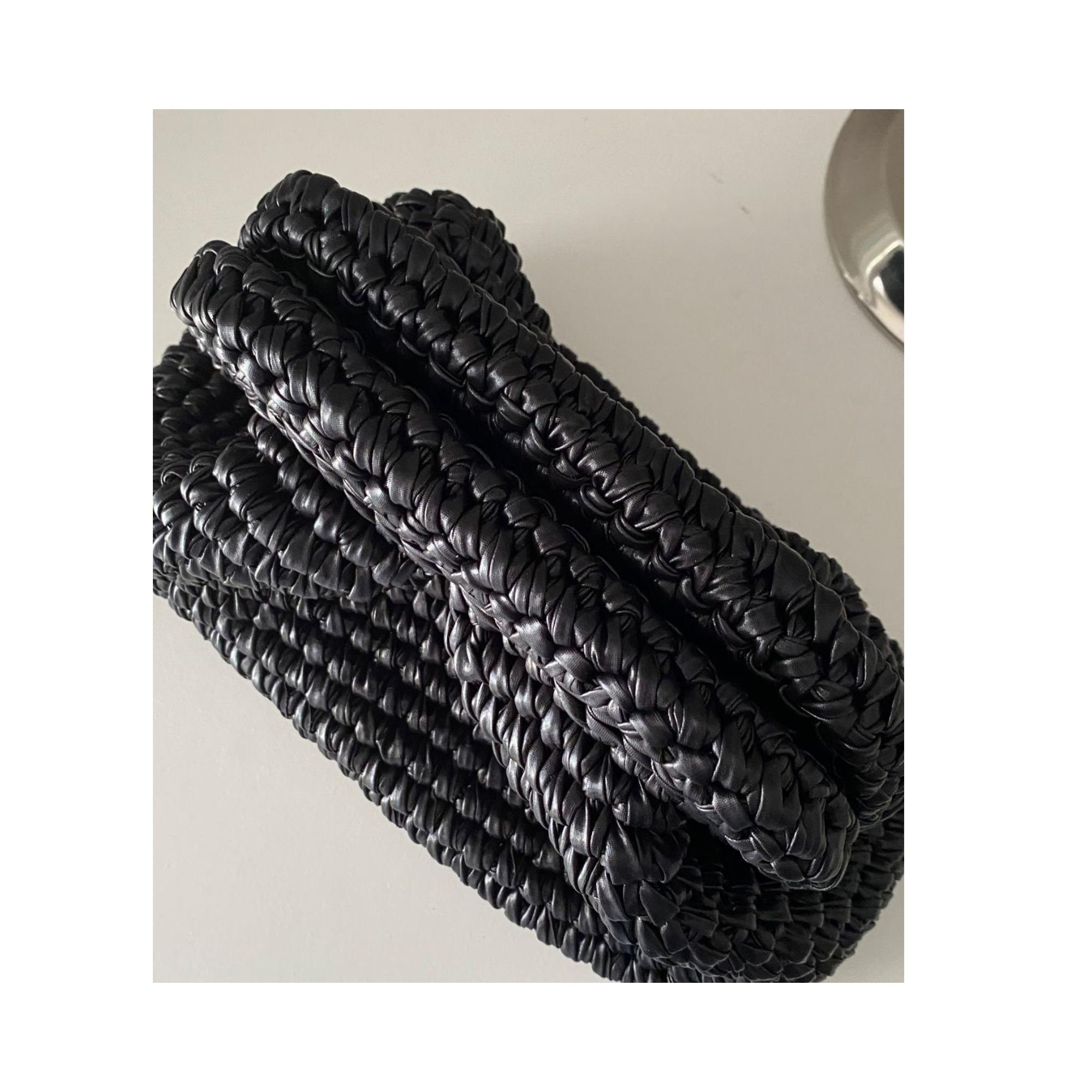 Metallic Black Raffia Clutch Bag,luxury Handmade Raffia Clutch Bag ...