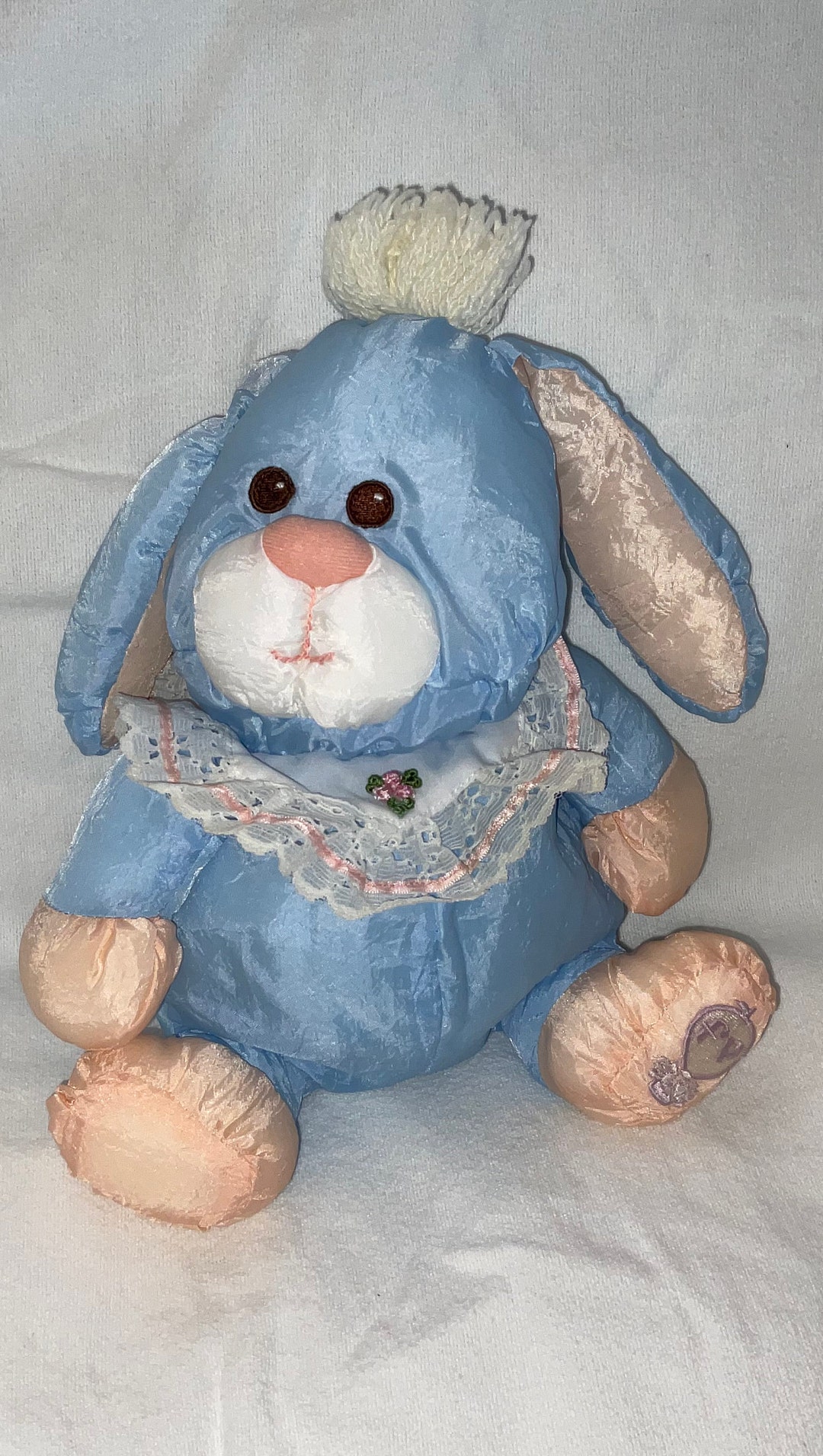 Vintage 1986 Fisher Price Puffalumps Easter Blue Bunny Rabbit With Lace ...