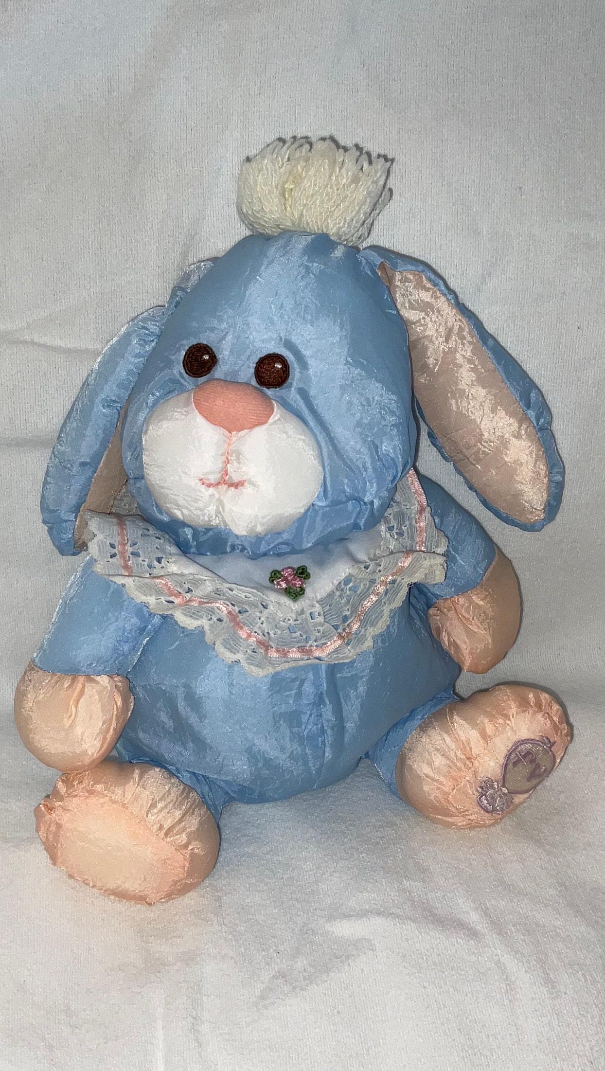 Vintage 1986 Fisher Price Puffalumps Easter Blue Bunny Rabbit With Lace ...