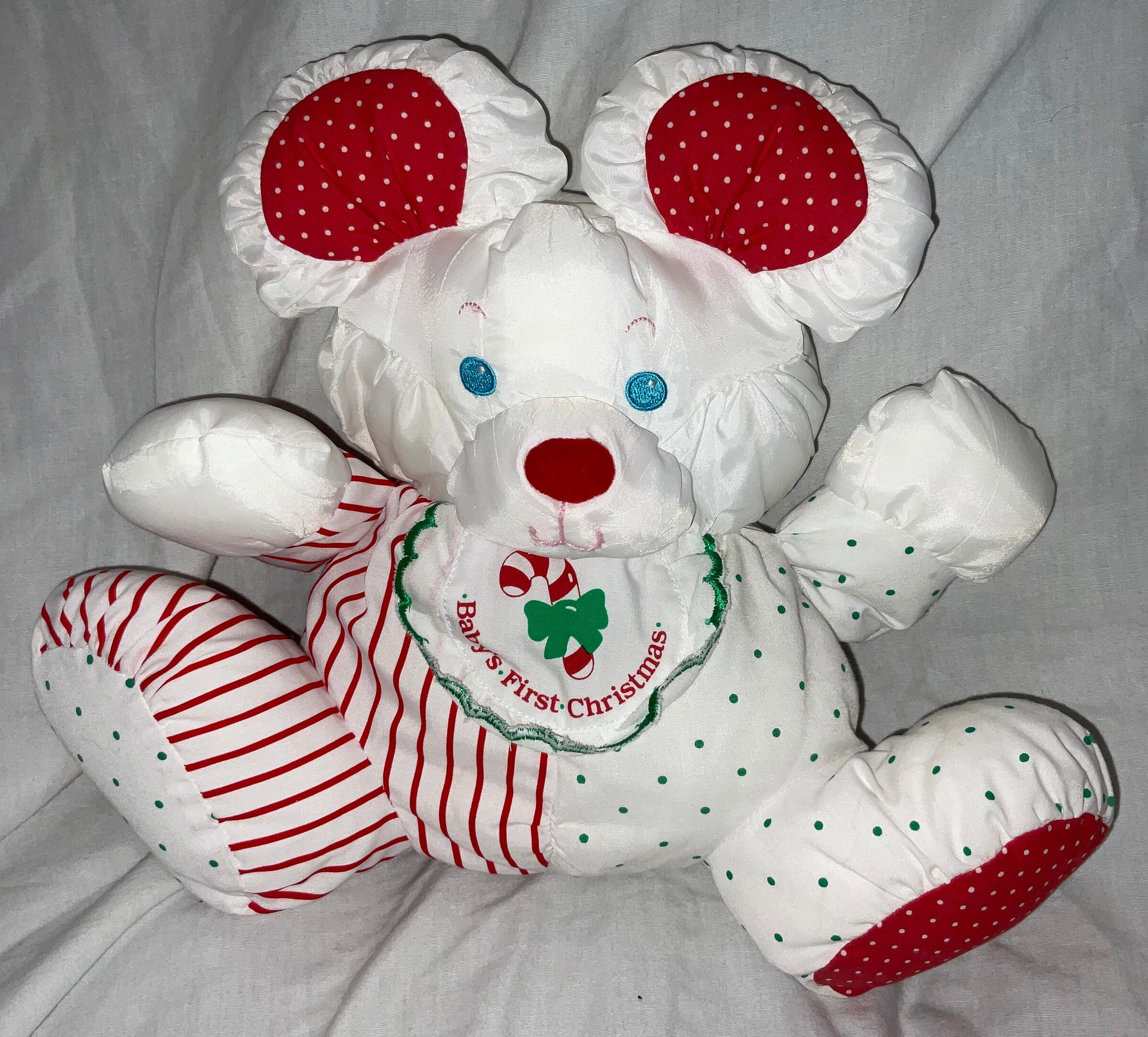 Vintage 1990 Fisher Price Puffalumps Babys First Christmas Mouse ...