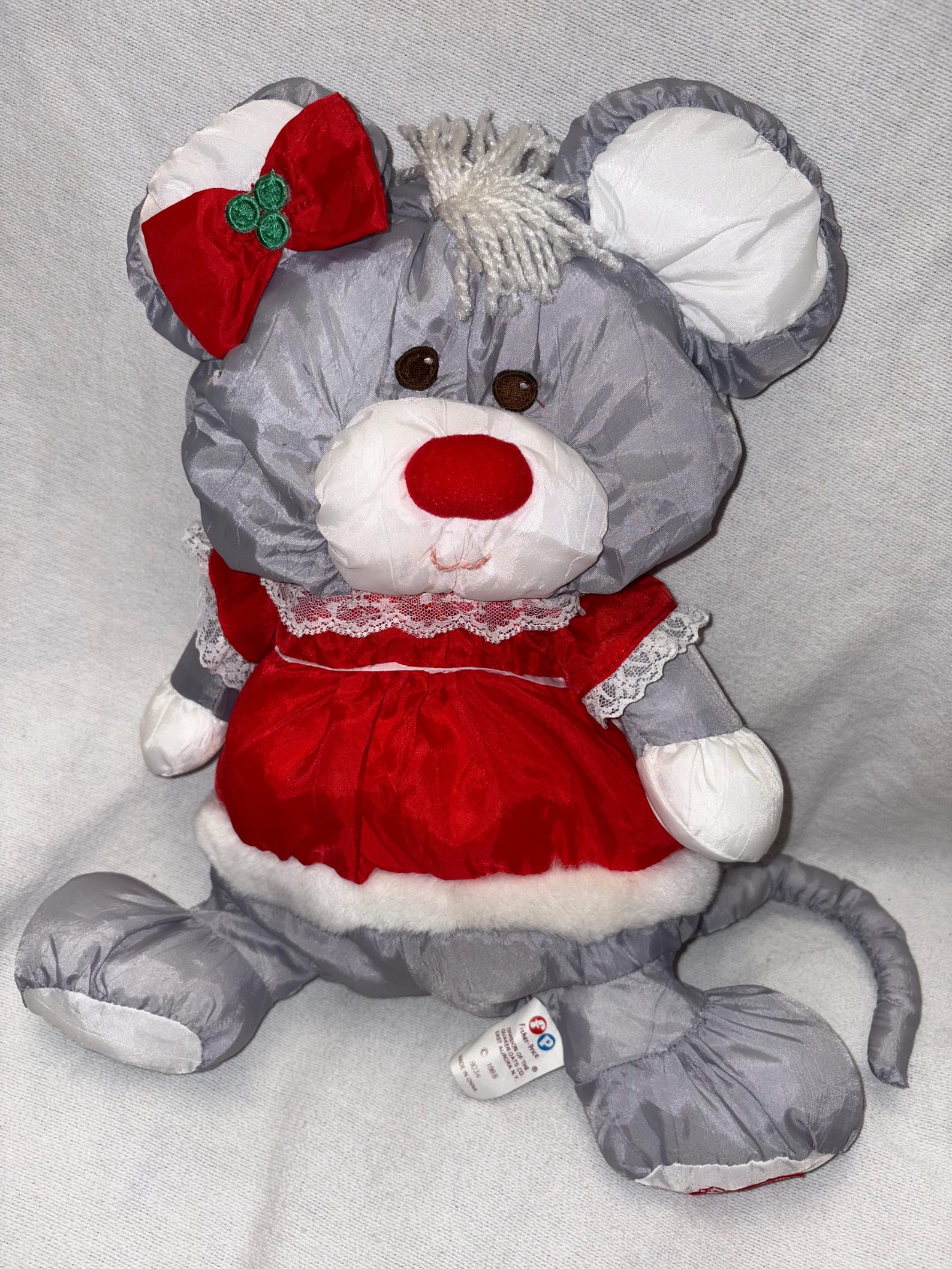 Vintage 1988 Fisher Price Puffalumps Gray Christmas Mouse Puffalump in ...