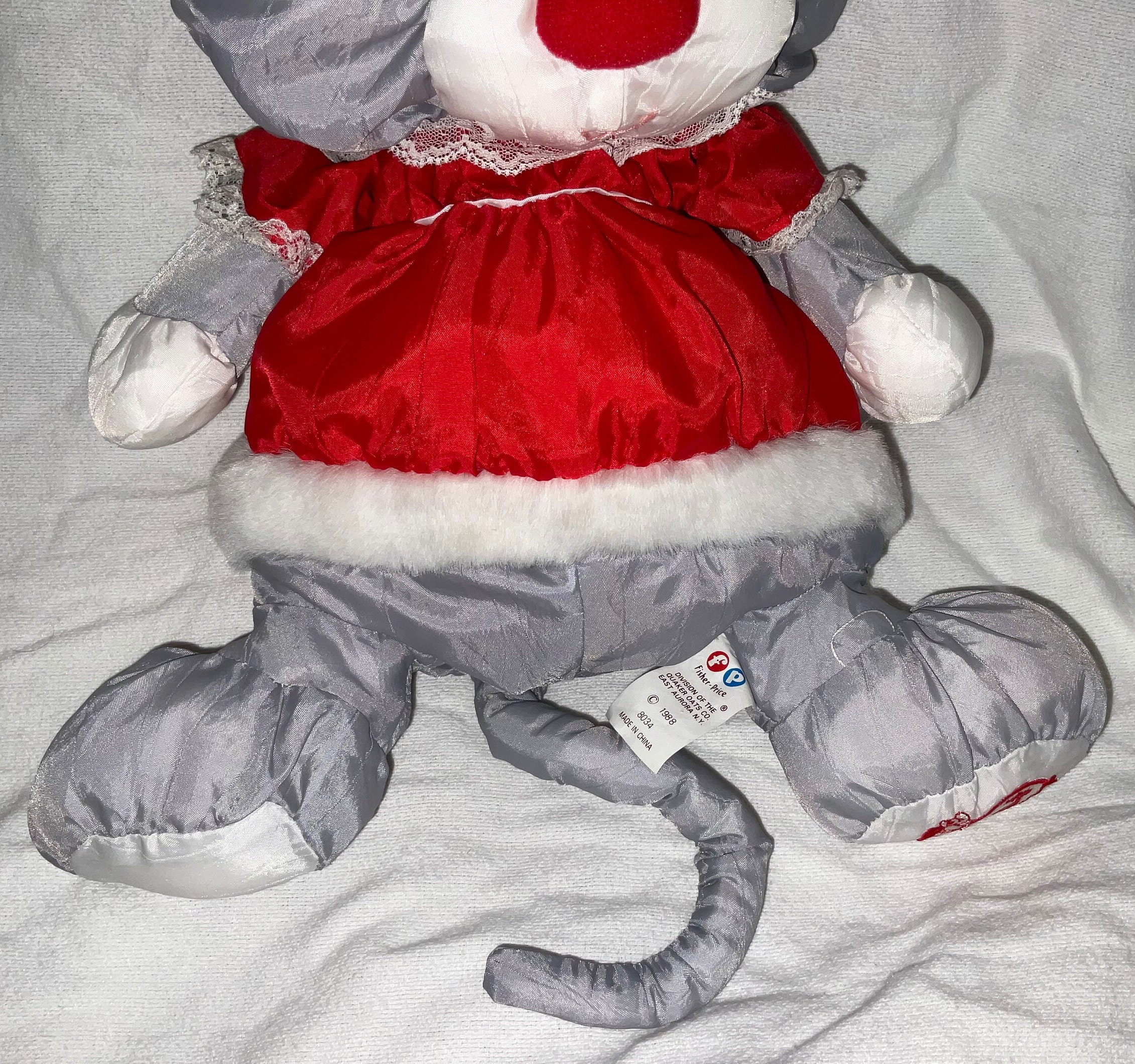 Vintage 1988 Fisher Price Puffalumps Gray Christmas Mouse Puffalump in ...