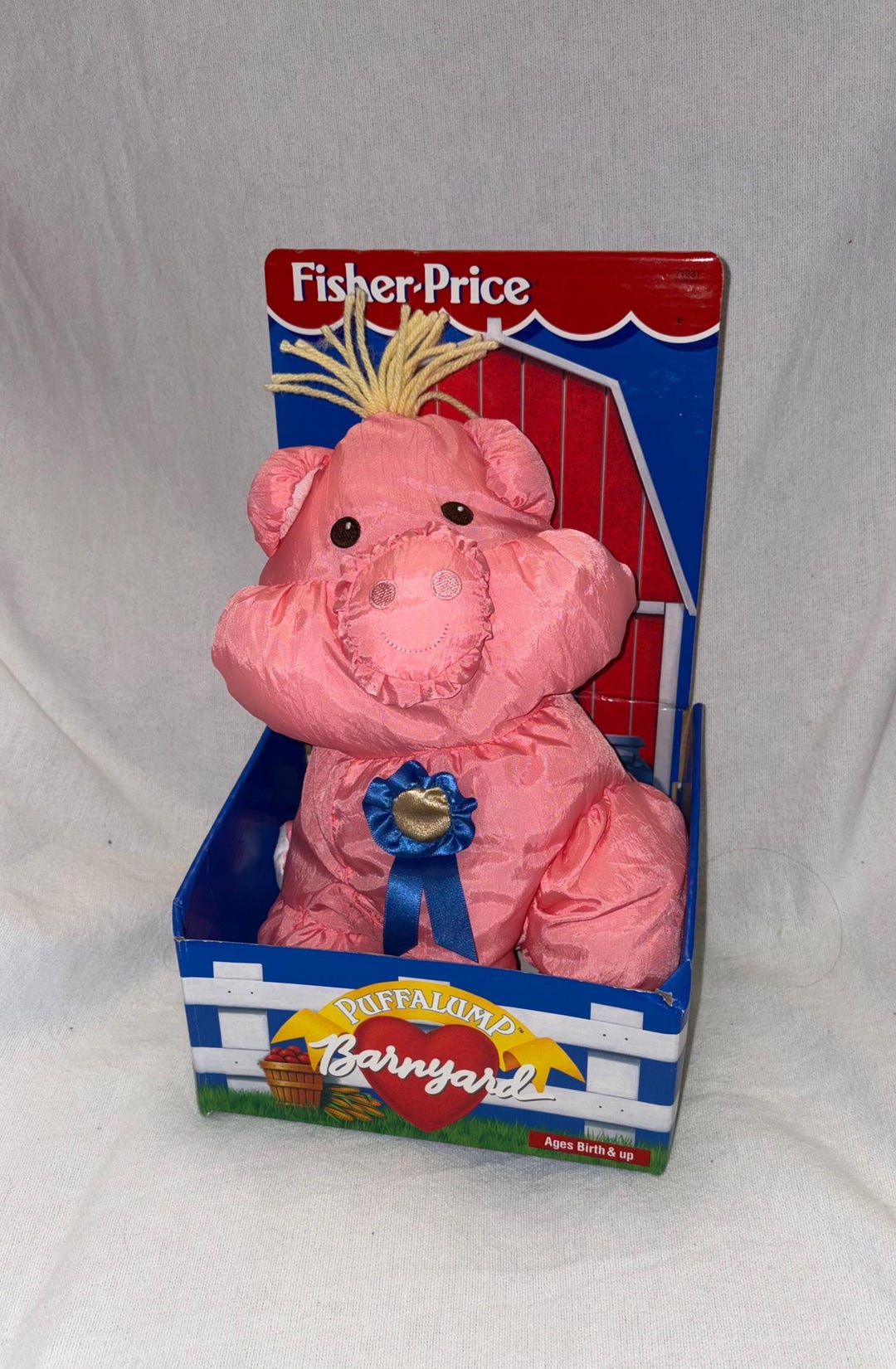 Vintage 1996 Fisher Price Barnyard Puffalumps 9” Pink Pig Puffalump in ...