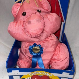 Vintage 1996 Fisher Price Barnyard Puffalumps 9” Pink Pig Puffalump in ...