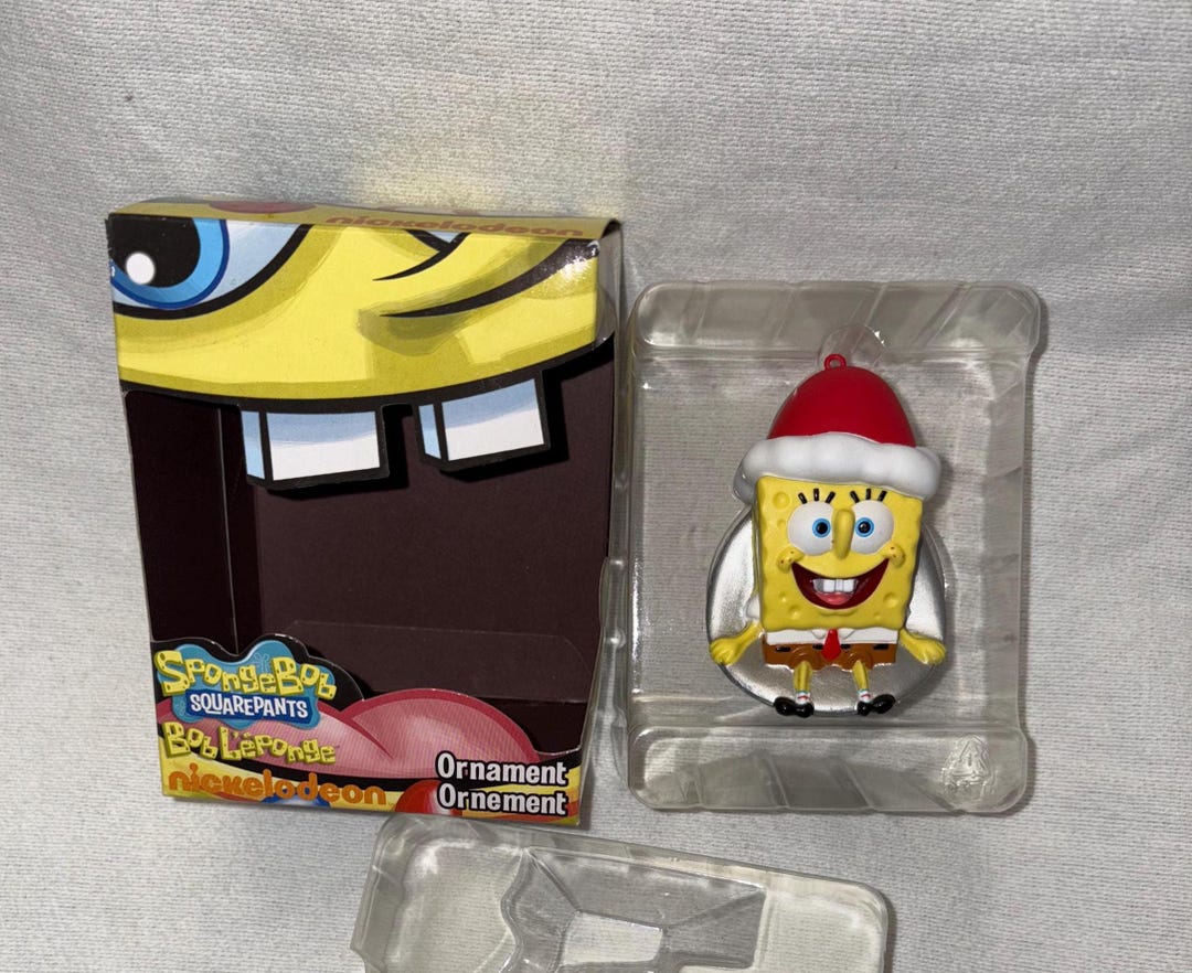 Spongebob Squarepants Wearing Santa Hat on a Sled Christmas Ornament ...