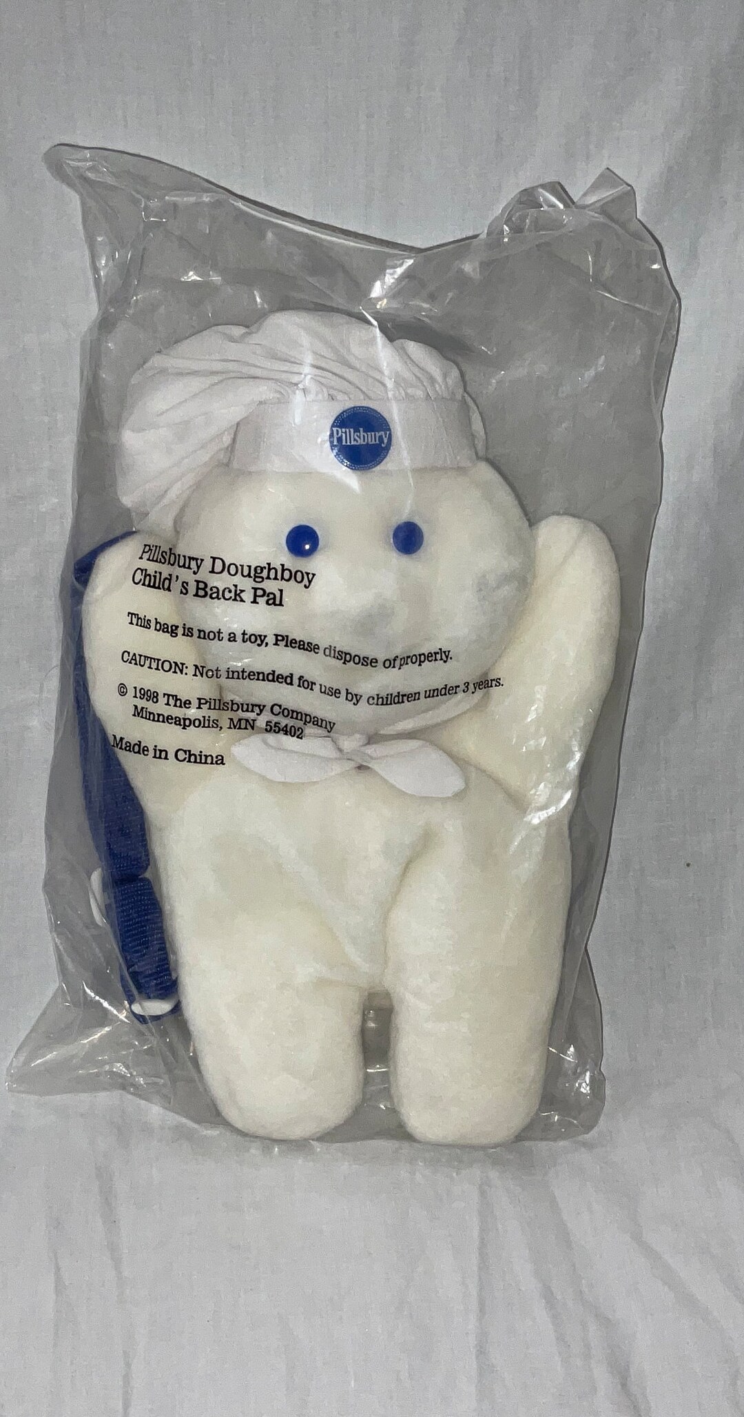 1998 Vintage Pillsbury Doughboy Plush Childs Backpack in Original Bag ...