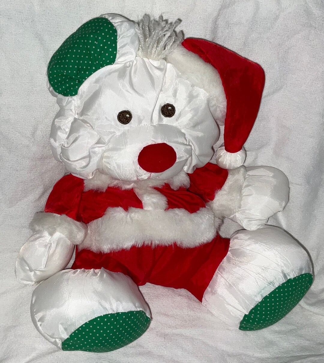 Vintage 1992 Fisher Price Puffalumps Christmas Santa Mouse Puffalump in ...