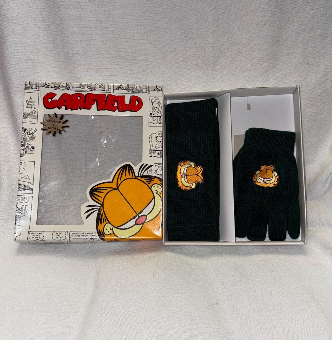 1994 Vintage Garfield the Cat Knit Headband and Gloves by Accessory ...
